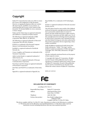 LifeBook P 2040 User's Guide | Manualzz