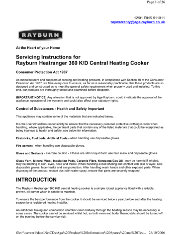 Rayburn Heatranger 360 K Servicing Instructions | Manualzz