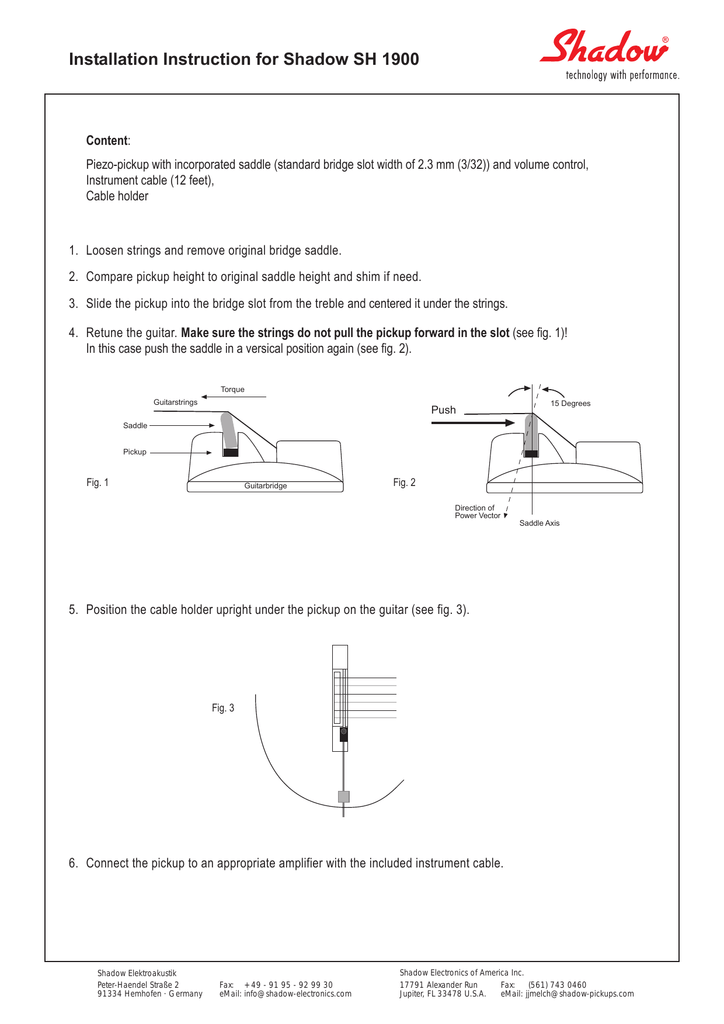 Shadow SH1900 Installation guide | Manualzz