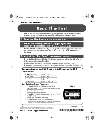 Roland PDX-8 V-Pad Guide | Manualzz