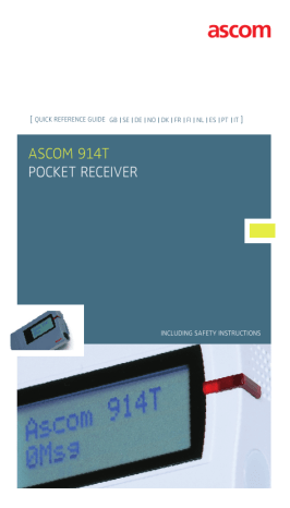 Ascom Pocket receiver 914T Quick Reference Guide | Manualzz