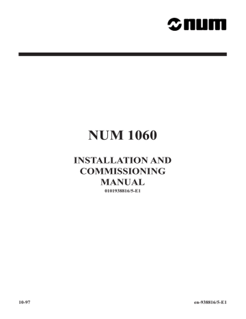 NUM 1060 Installation and Commissioning Manual | Manualzz