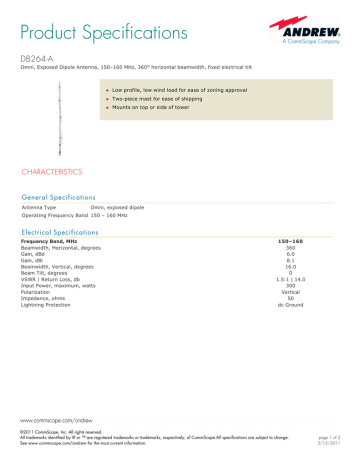 Andrew DB264 A Omni Antenna Product Specifications | Manualzz