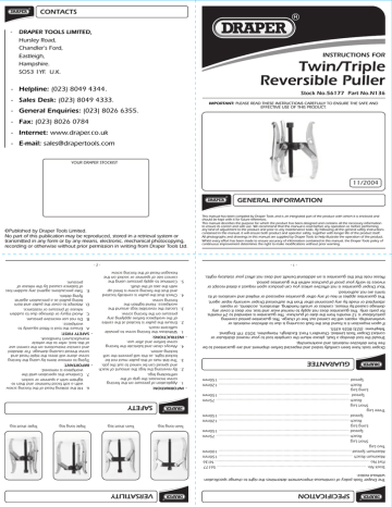 Reversible Puller Twin/Triple N136 Instructions | Manualzz
