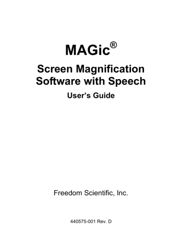 MAGic Screen Magnification Software User's Guide | Manualzz