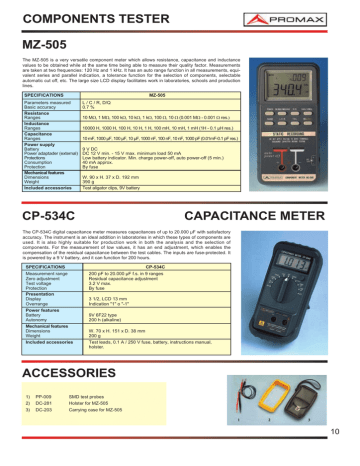 PROMAX Component Tester MZ-505, Capacitance Meter CP-534C Datasheet ...
