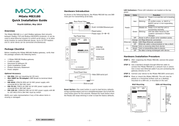 Moxa Technologies MGATE MB3180 Quick Installation Manual | Manualzz