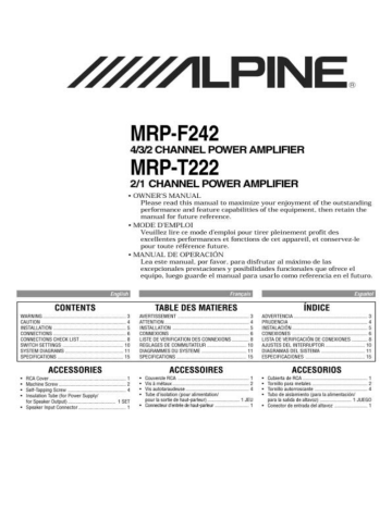 ALPINE MRP F242, MRP T222 Power Amplifier OWNER'S MANUAL | Manualzz
