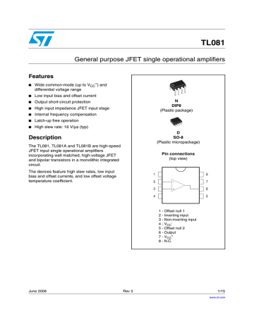 STMicroelectronics TL081 Datasheet | Manualzz