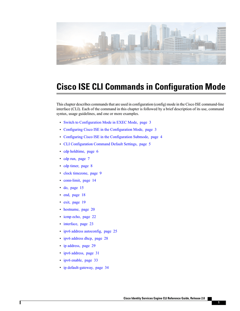 Cisco ISE CLI Commands in Configuration Mode | Manualzz