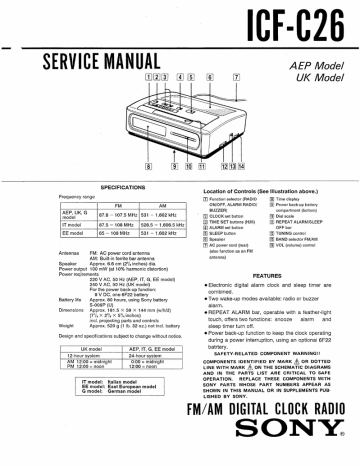 Sony ICF-C26 Service Manual | Manualzz
