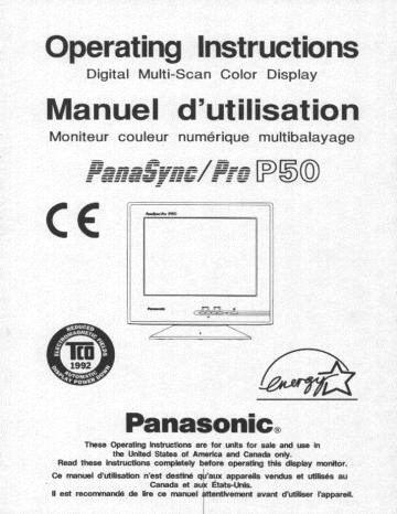 Panasonic PanaSync Computer Monitor User manual | Manualzz