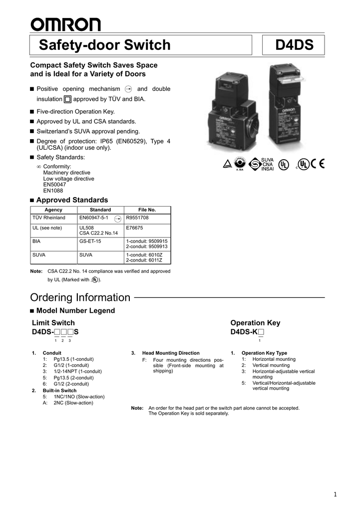 Lot of 5 Omron D4DS-2AFS Safety Switch With Key Other Electrical Switches Business & Industrial