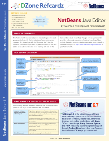 NetBeans Java Editor IDE 6.7 Reference Card | Manualzz