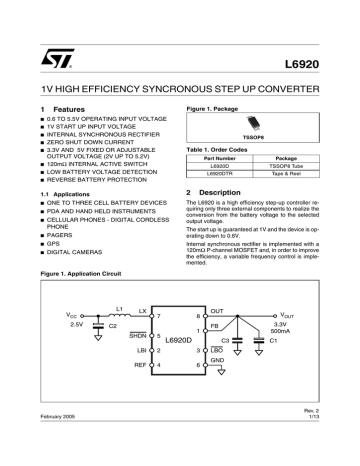 STMicroelectronics L6920 Datasheet | Manualzz