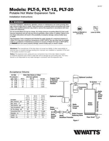 Watts PLT-5, PLT-12, PLT-20 Installation instructions | Manualzz