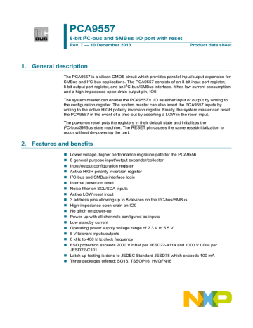 NXP PCA9557 8-bit I2C-bus and SMBus I/O port Data Sheet | Manualzz