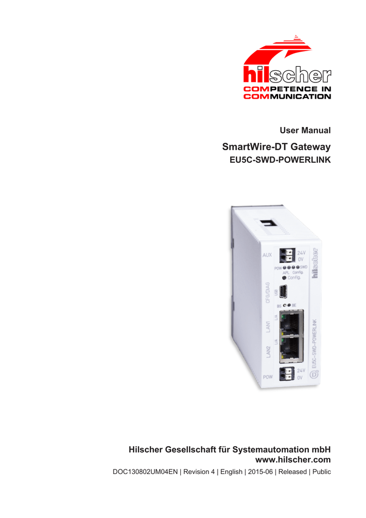 Hilscher EU5C-SWD-POWERLINK Gateway POWERLINK Controlled Node to SmartWire-DT Instruction | Manualzz
