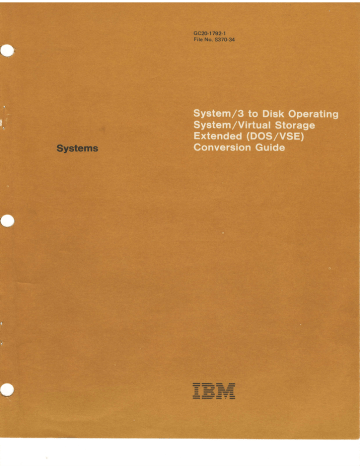 IBM System/3 to DOS/VSE Conversion Guide | Manualzz