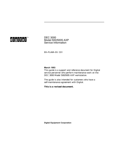 Digital Equipment DEC 3000 Series Service Information | Manualzz