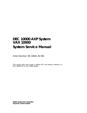 Digital Equipment DEC 10000 Service manual | Manualzz