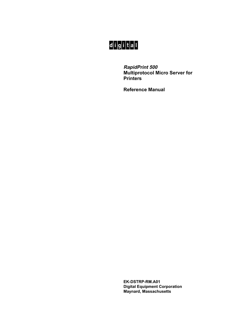 Digital Equipment RapidPrint 500 Reference Manual | Manualzz