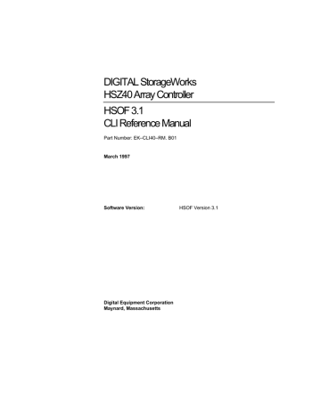 Digital Equipment HSZ40 Reference Manual | Manualzz