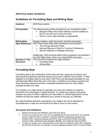 SAS Press Book: Author Guidelines | Manualzz