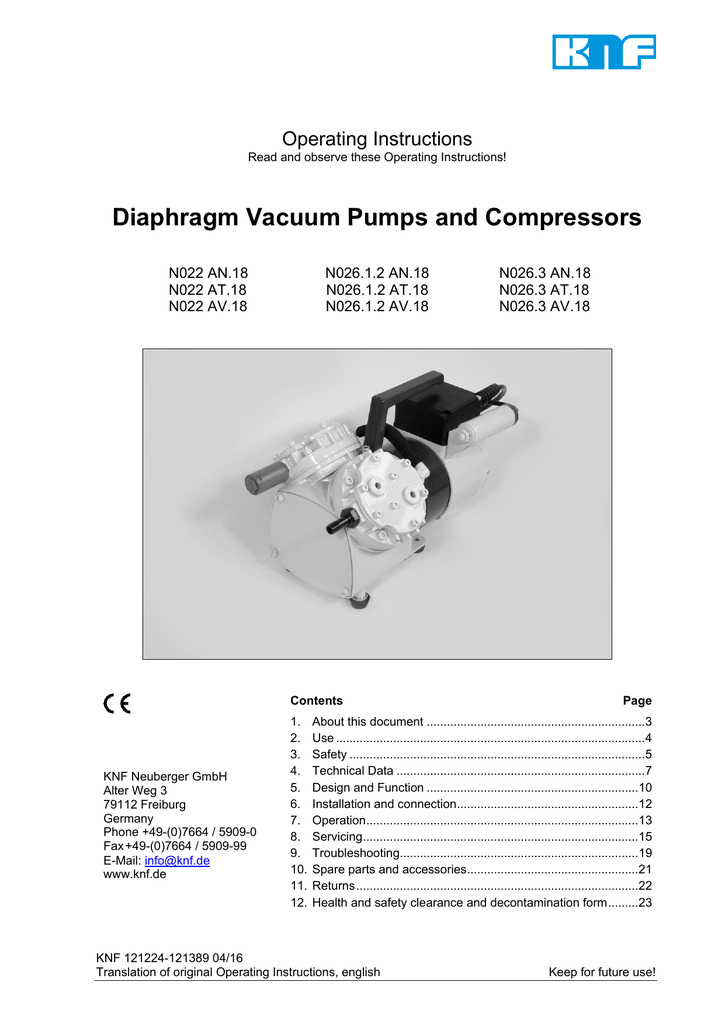 KNF N 026.3 AN.18 Operating Manual | Manualzz