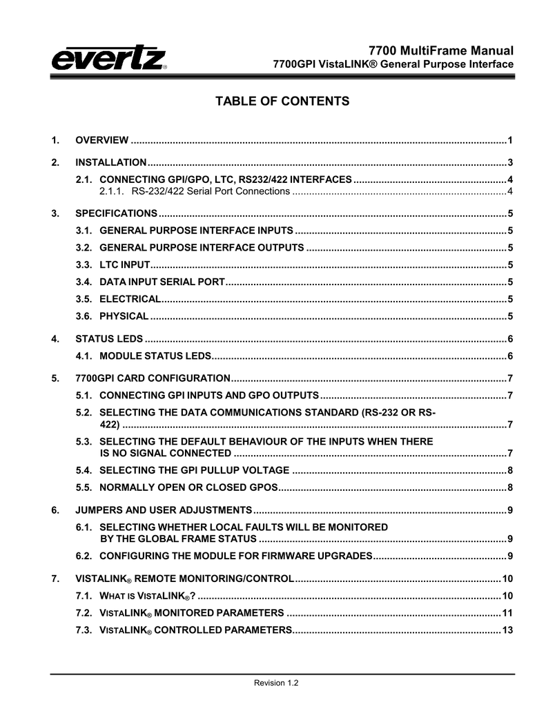 Evertz 7700GPI Manual | Manualzz