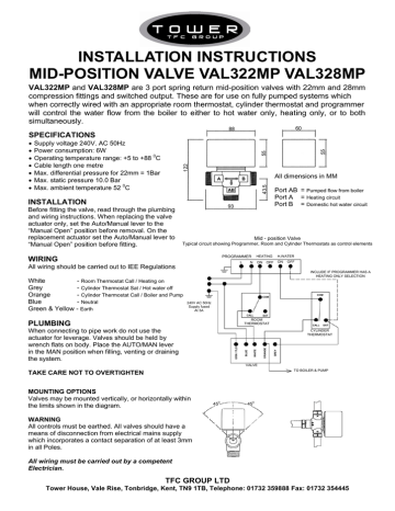 TFC Group VAL328MP Mid-Position Valve 28mm Instructions | Manualzz