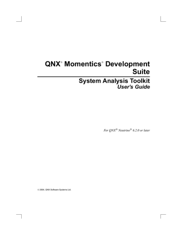 QNX System Analysis Toolkit Neutrino 6.2.0 User's Guide | Manualzz