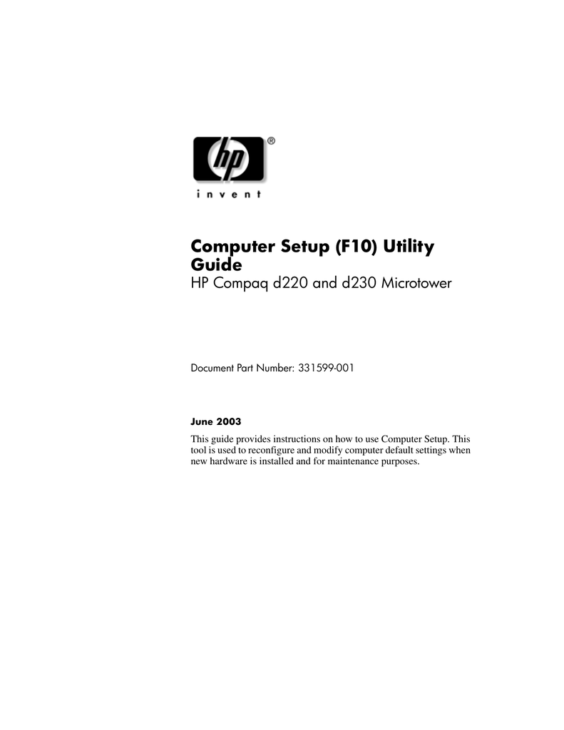 HP Compaq d220 Microtower Desktop PC Guide | Manualzz