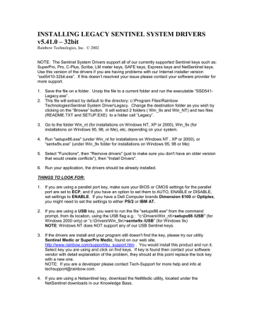 Sentinel System Drivers Installation Guide | Manualzz