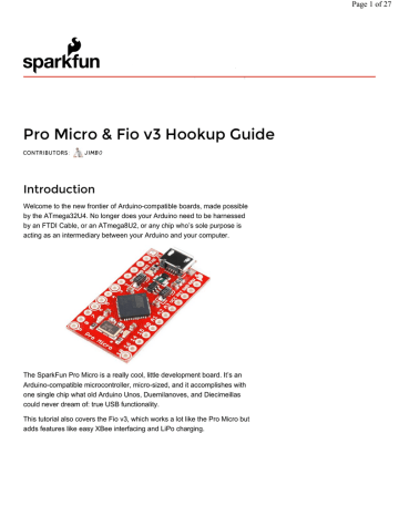 SparkFun Pro Micro v3, Fio v3 Hookup Guide | Manualzz