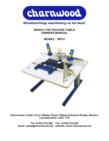 Charnwood Bench Top Router Table W012 Owners Manual | Manualzz