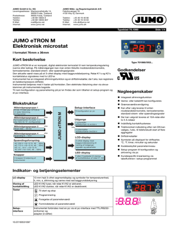 JUMO 701060 Electronic Microstat Blad | Manualzz