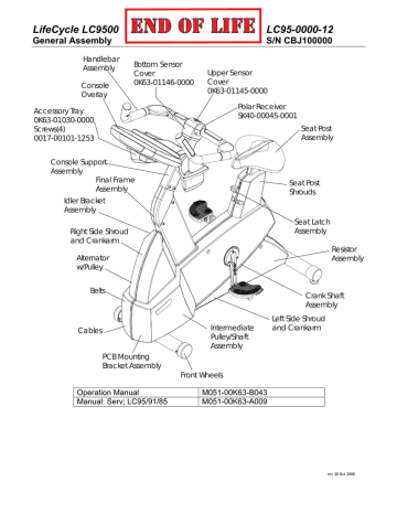 LifeCycle LC9500 LC95-0000-12 Parts List | Manualzz