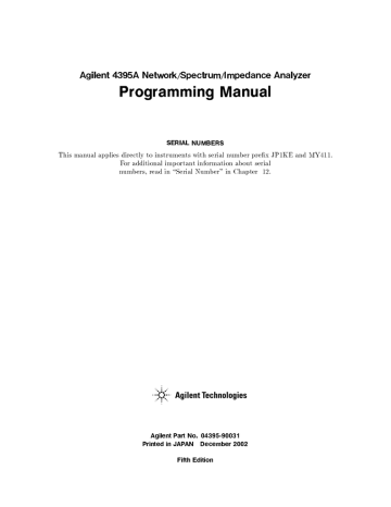 Agilent Technologies 4395A Programming Manual | Manualzz