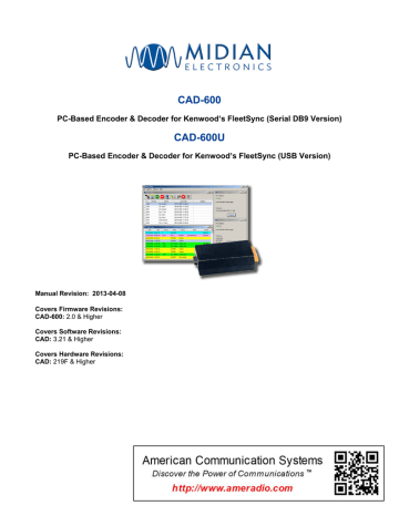 Encoder & Decoder CAD 600, CAD 600U User Manual | Manualzz
