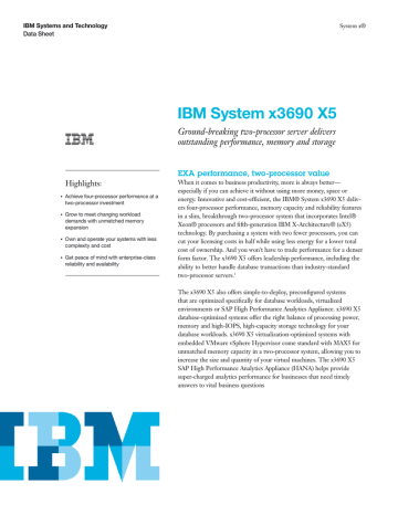 IBM 3690 X5 Server Data Sheet | Manualzz