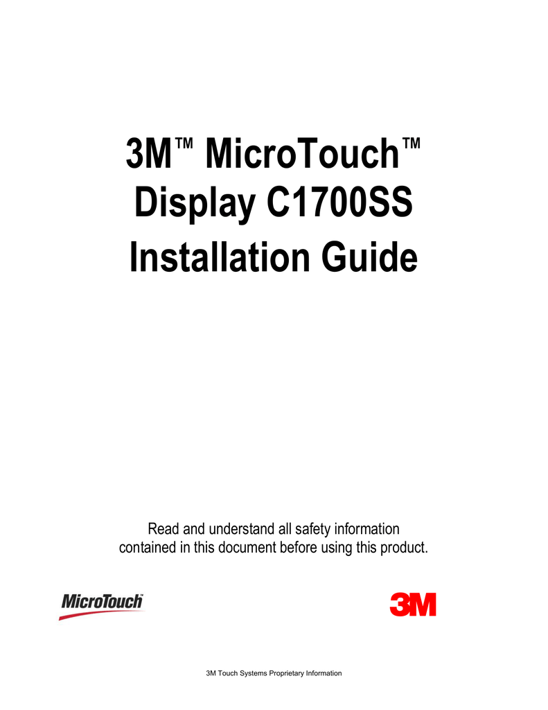 3M MicroTouch Display C1700SS Installation manual | Manualzz