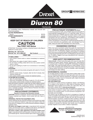 herbicide Diuron 80 Product Details | Manualzz