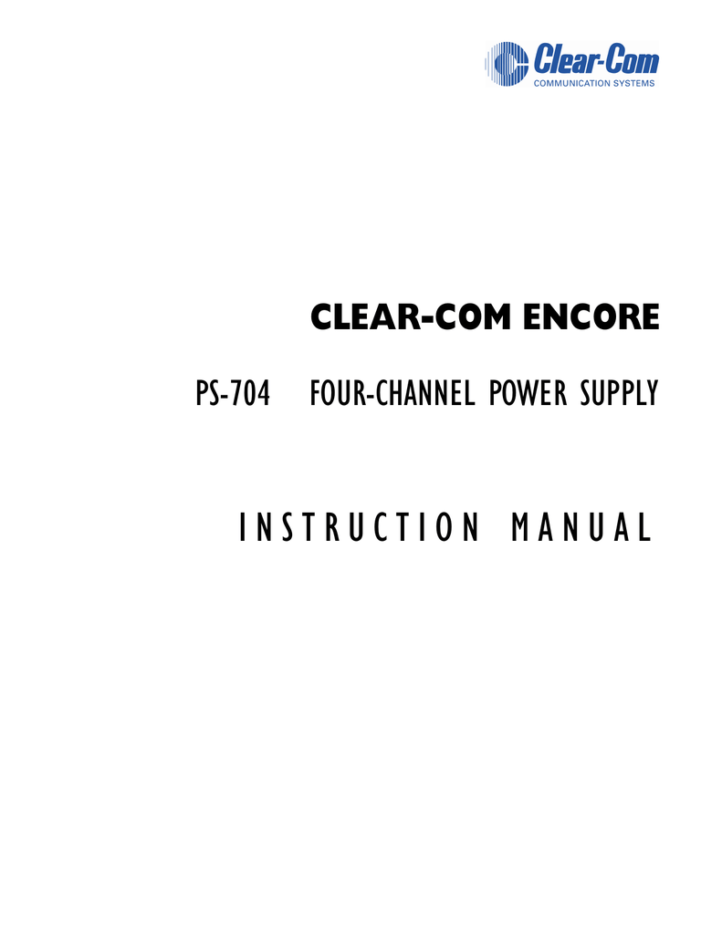 Clear-Com PS-704 Instruction manual | Manualzz