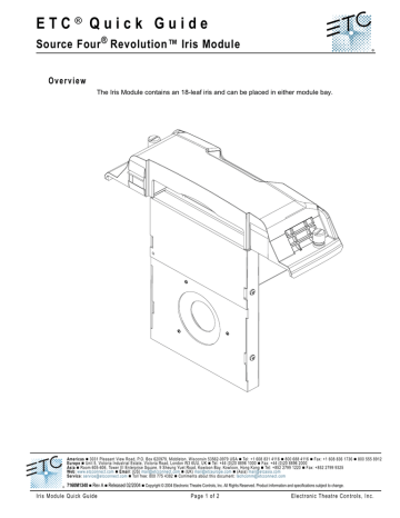 ETC Source Four Revolution Iris Module Quick Guide | Manualzz