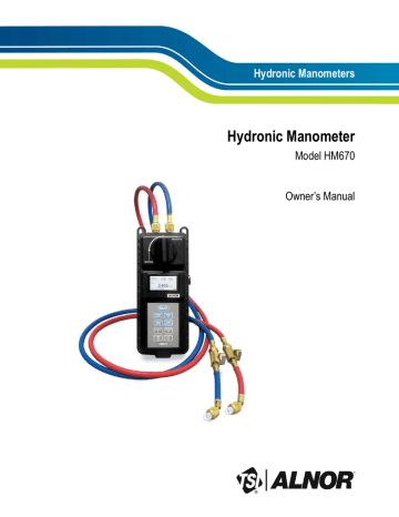 TSI HM670 Alnor Hydronic Manometer Owner's Manual | Manualzz