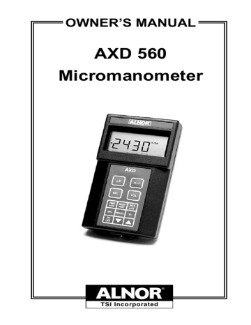 TSI Alnor Micromanometer AXD 560 Owner's Manual | Manualzz