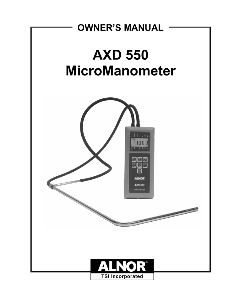 TSI Alnor AXD 550 Micromanometer Owner's Manual | Manualzz