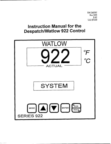 Despatch 922 Controller Owner's Manual | Manualzz