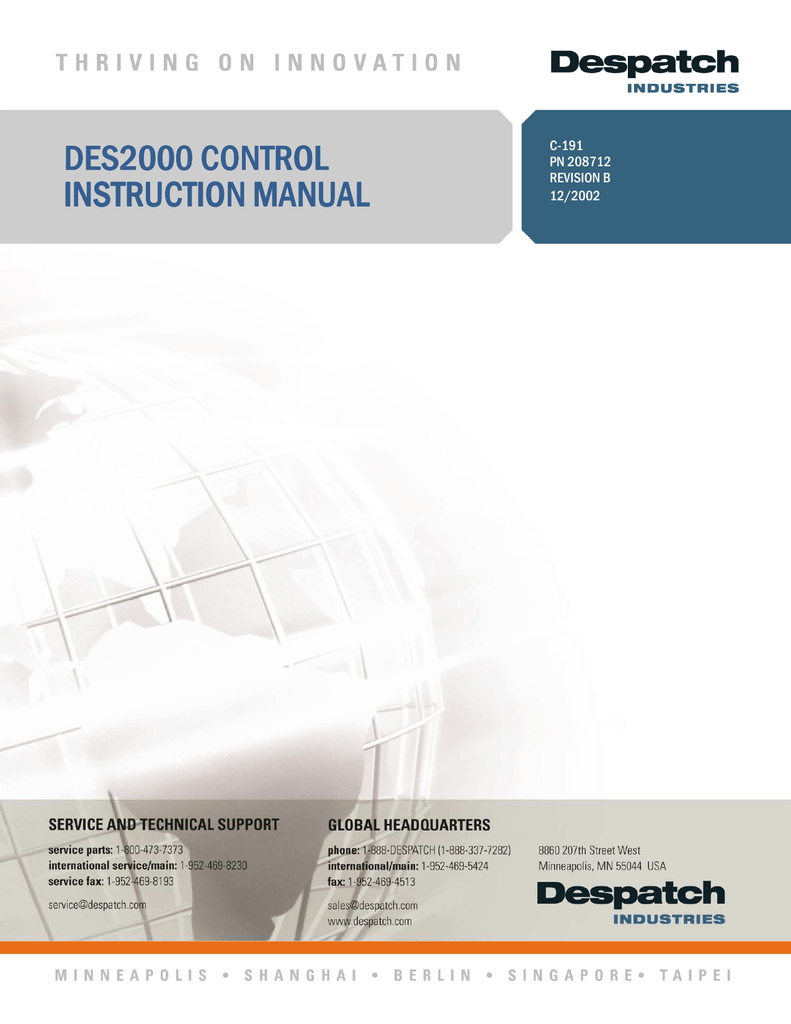 DES2000 CONTROL INSTRUCTION MANUAL | Manualzz